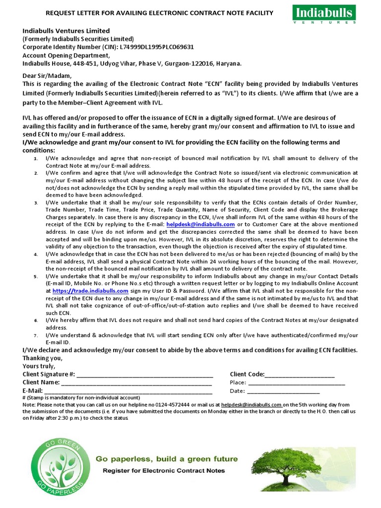 ECN Request Letter | PDF | Email Address | Mail