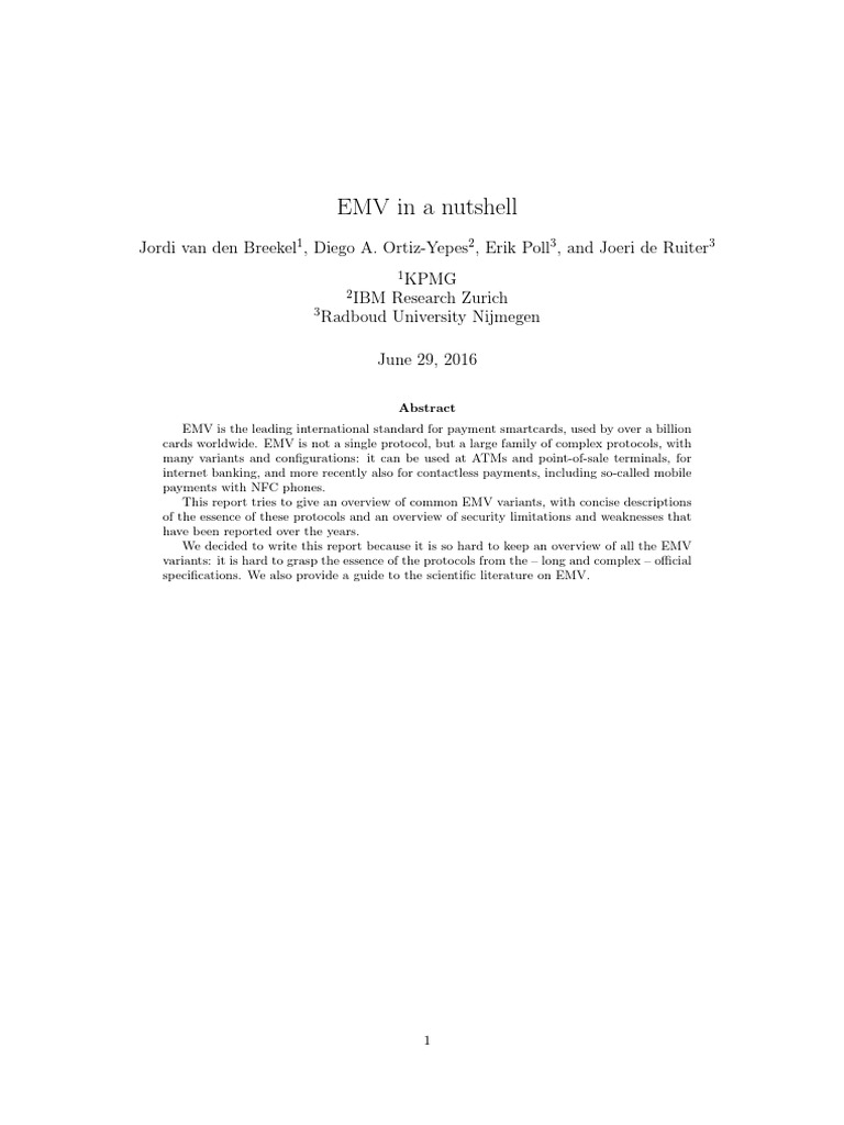 EMV Tech Report | PDF | Emv | Smart Card EMV Tech Report | PDF | Emv | Smart Card