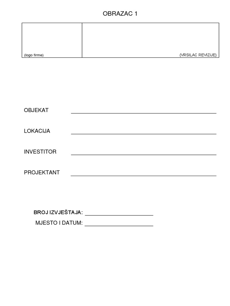 Obrazac Za Reviziju | PDF