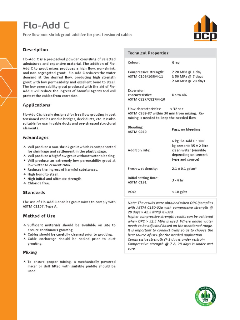 Flo-Add C. | PDF | Concrete | Cement