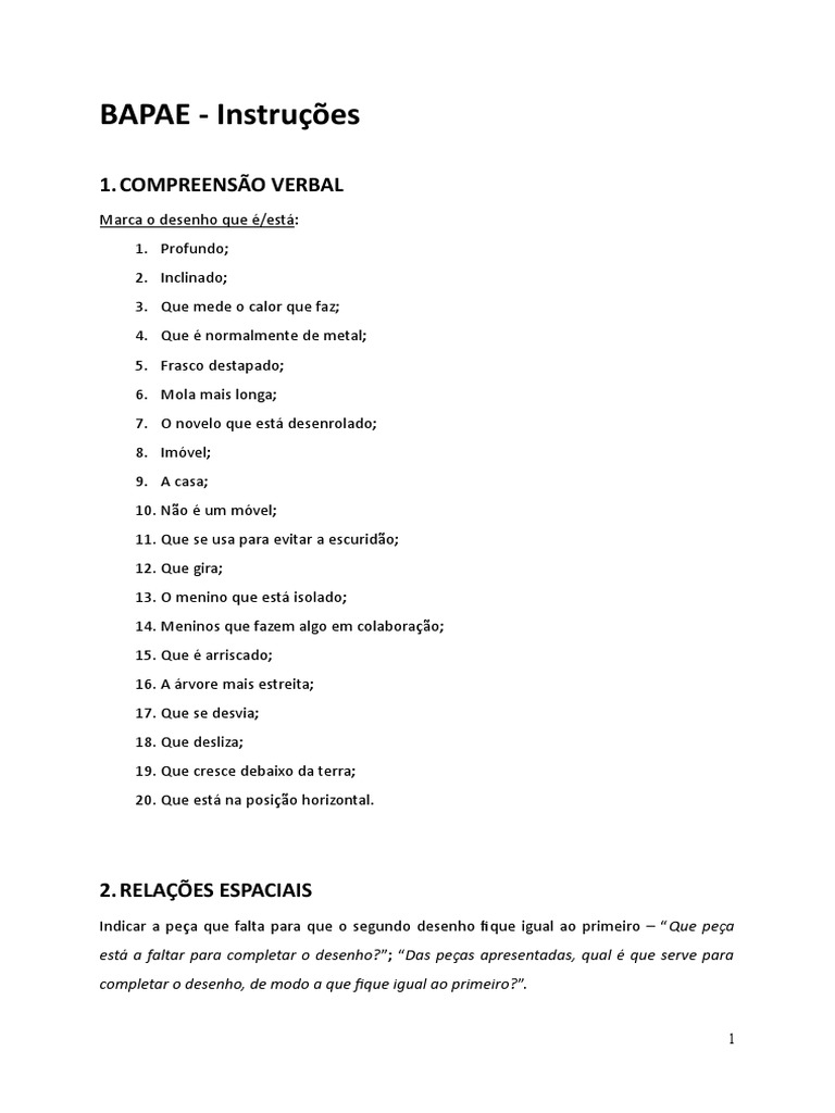 Instruções BAPAE | PDF | Desenho | Natureza