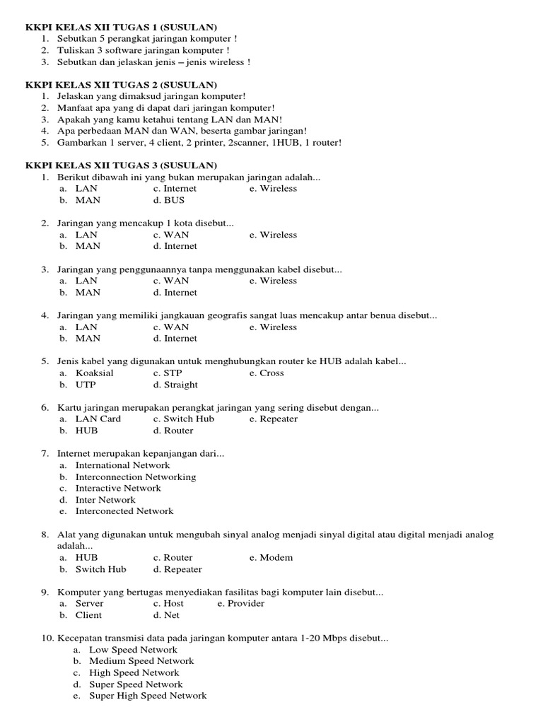 Kkpi Kelas Xii Tugas 1,2,3 | PDF