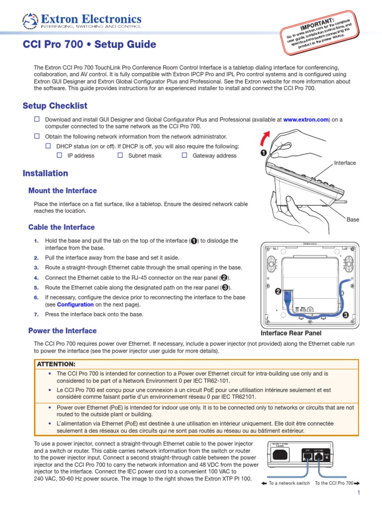CCI Pro 700 - Setup Guide | PDF | Menu (Computing) | Ip Address