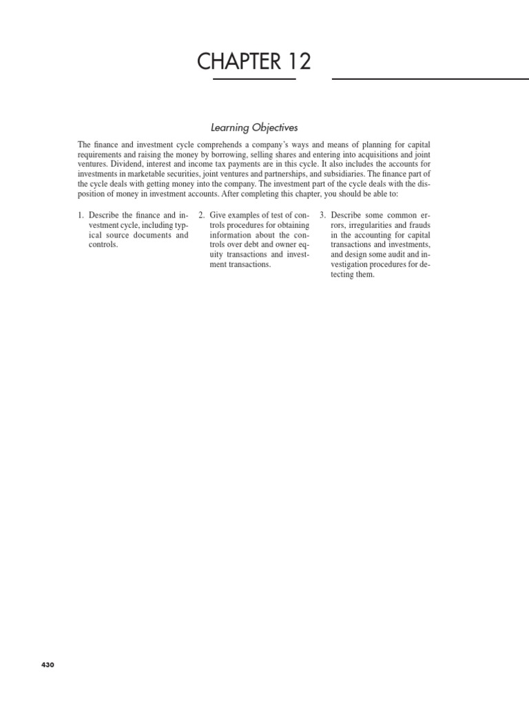 CHAPTER 12 Learning Objectives FINANCE A PDF | PDF | Investing | Audit