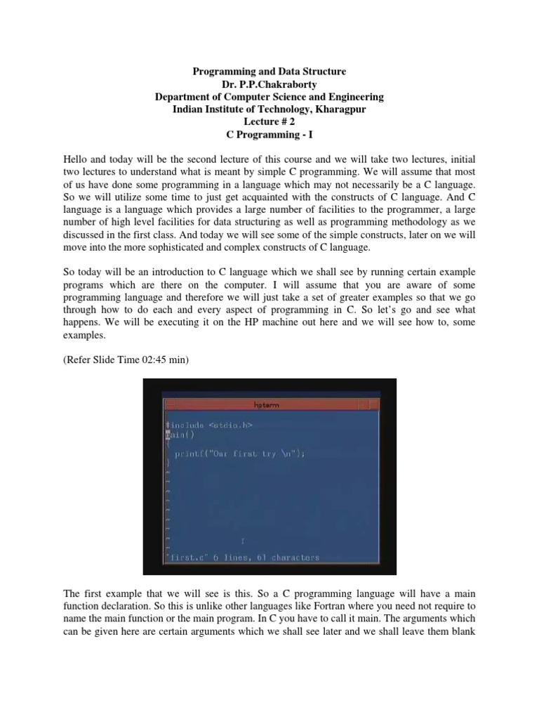 Lec 2 | PDF | C (Programming Language) | Subroutine