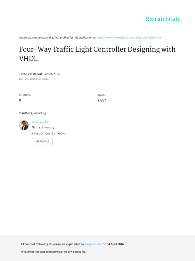 Traffic Light Controller Using V HDL | PDF | Traffic | Traffic Light