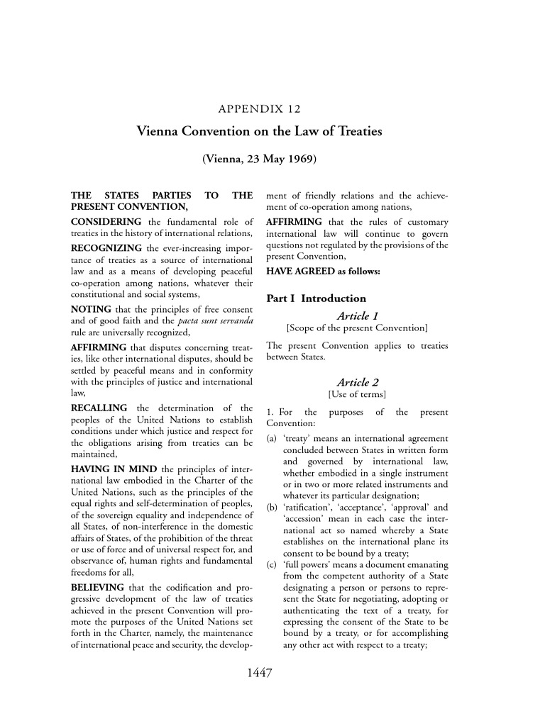 Vienna Convention on Treaties (1969) | PDF | Treaty | Ratification