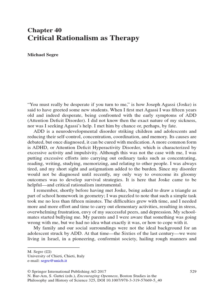Critical Rationalism As Therapy | PDF | Attention Deficit Hyperactivity ...