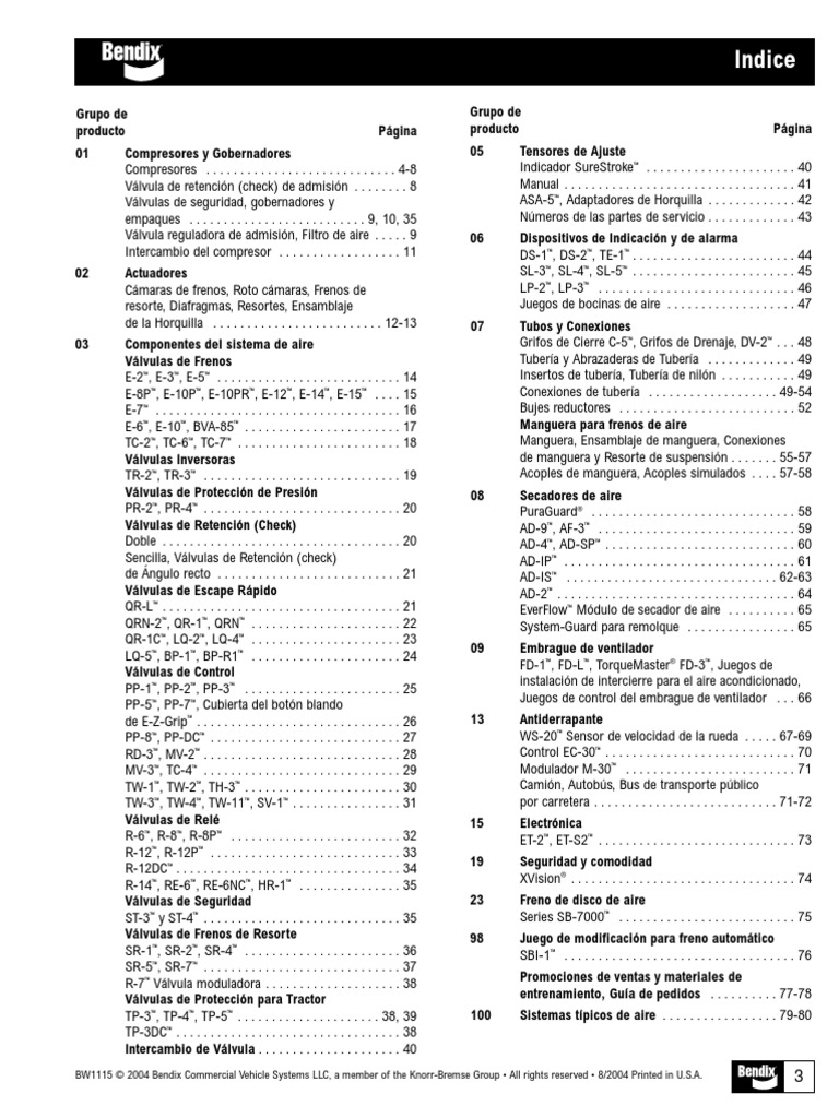 Bendix Guia de Referencias Compresoras y Valvulas | PDF | Pistón | Motores