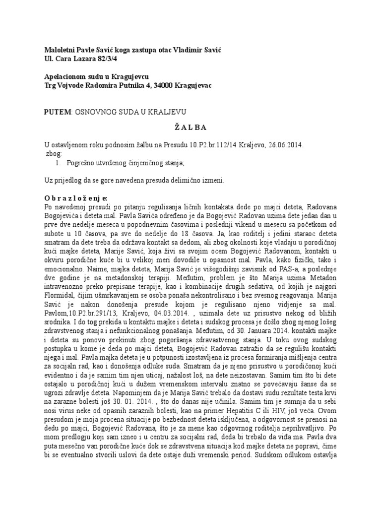 Zalba Na Presudu | PDF