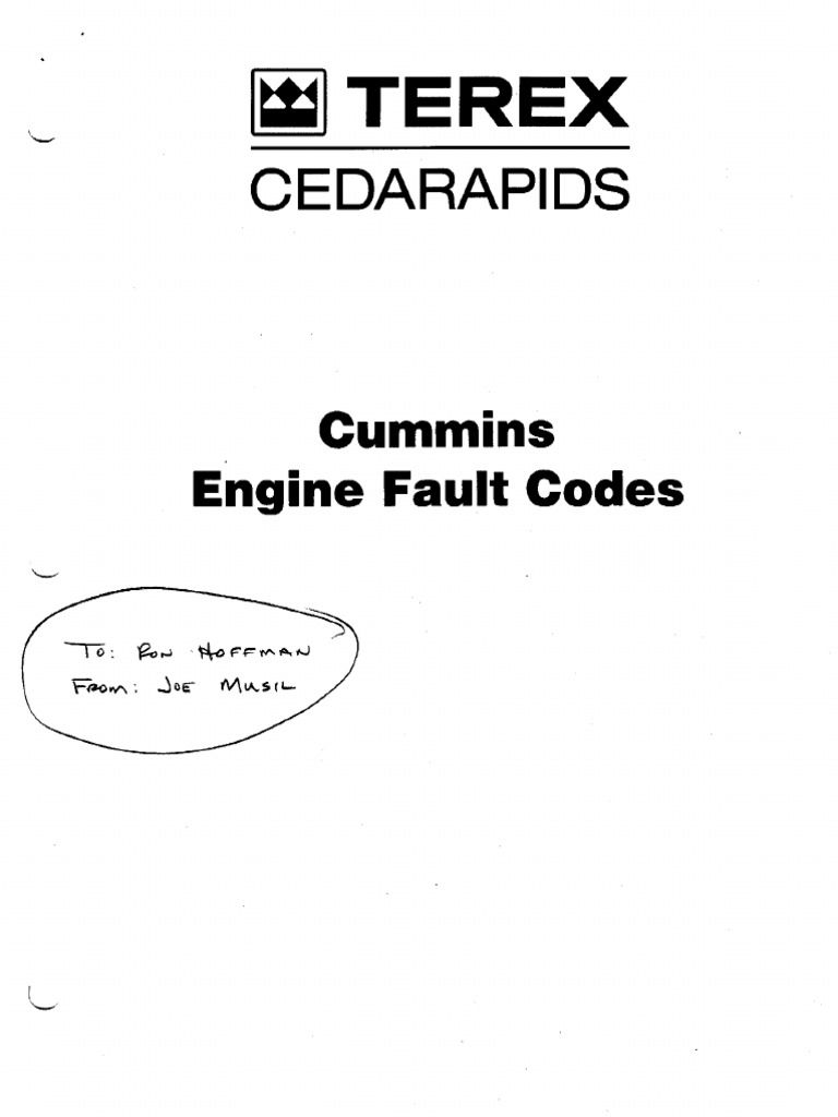 Cedarapids Cummins Engine Fault Codes