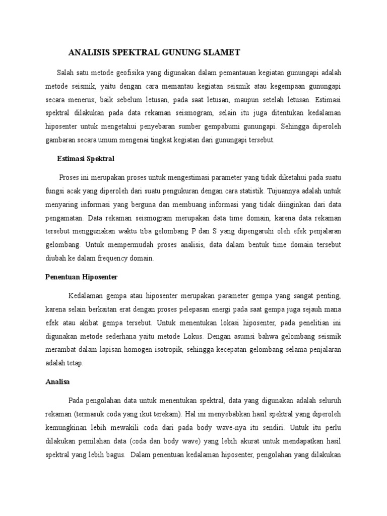 Analisis Spektral Gunung Slamet | PDF