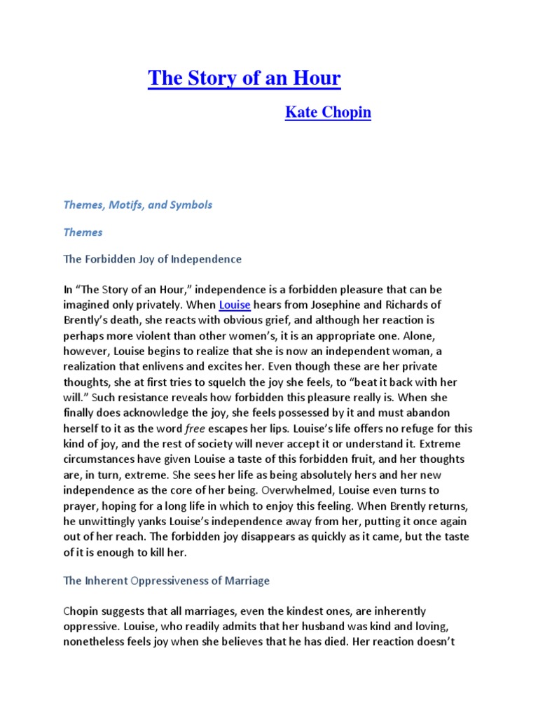 The Story of An Hour: Kate Chopin | PDF | Mystery, Thriller & Crime ...