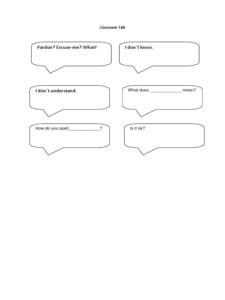 Classroom Communication Phrases | PDF