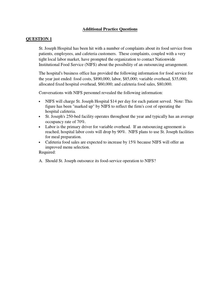 CAG Additional Practice Questions | Download Free PDF | Foodservice | Labour Economics