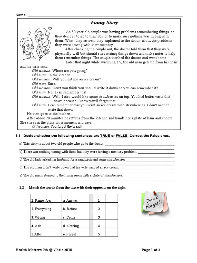 Health Matters Reading Comprehension Exercises | PDF | Wellness