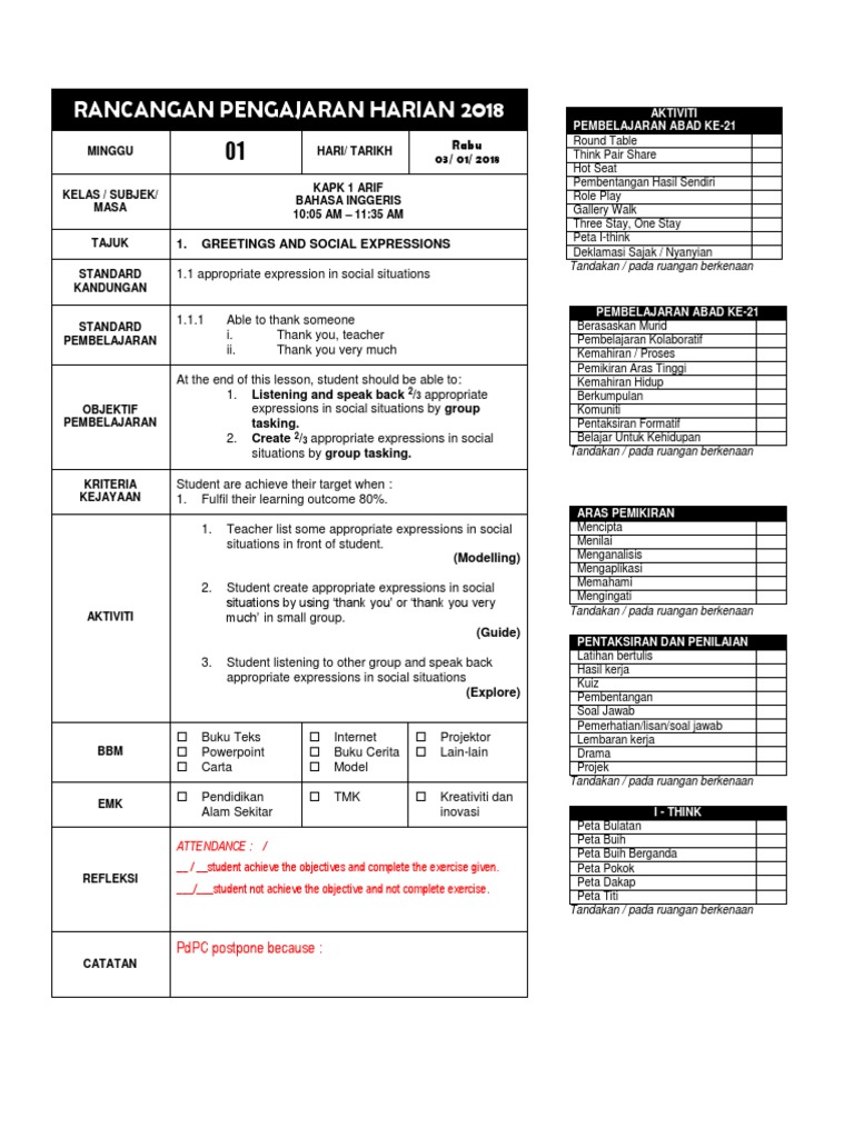 Contoh RPH Bi Pendidikan Khas T1 | PDF
