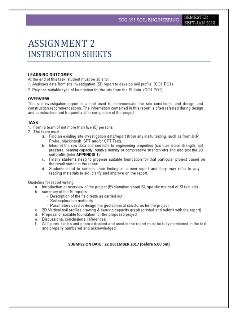 ECG353 - Question & Rubric Assignment 2 | PDF | Geotechnical Engineering | Cognition