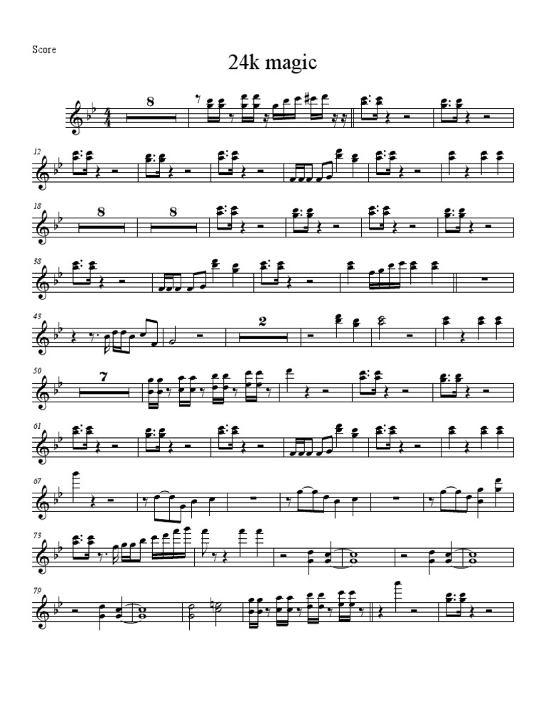 24K Magic Piano Sheet Music | PDF