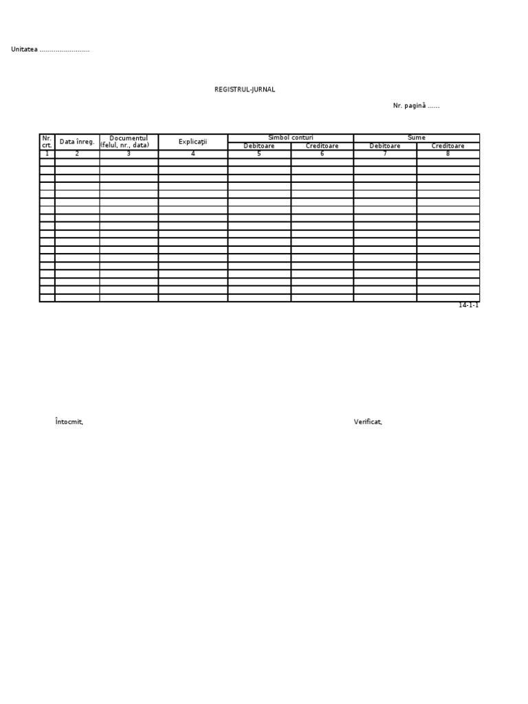 Model Registru Jurnal | PDF
