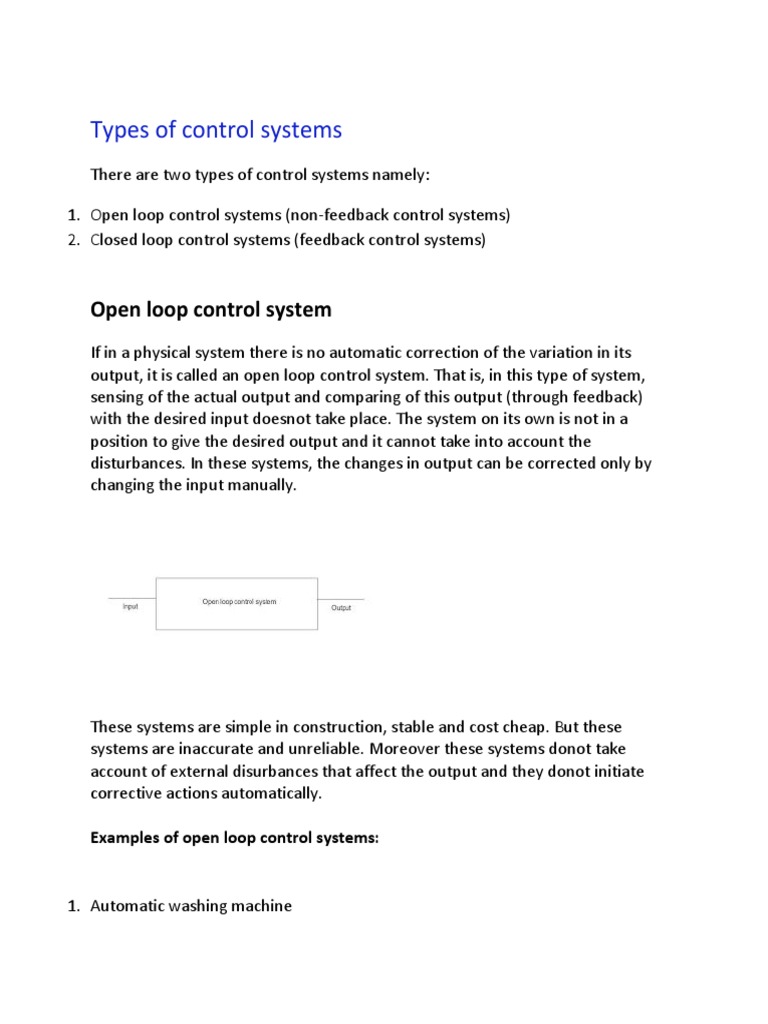Types of Control Systems | PDF | Control System | Control Theory