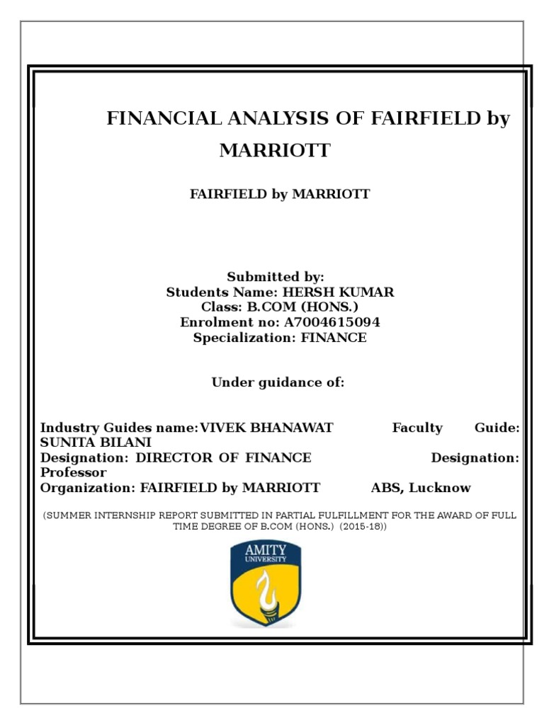 Financial Analysis of Fairfield Marriott | PDF | Marriott International ...