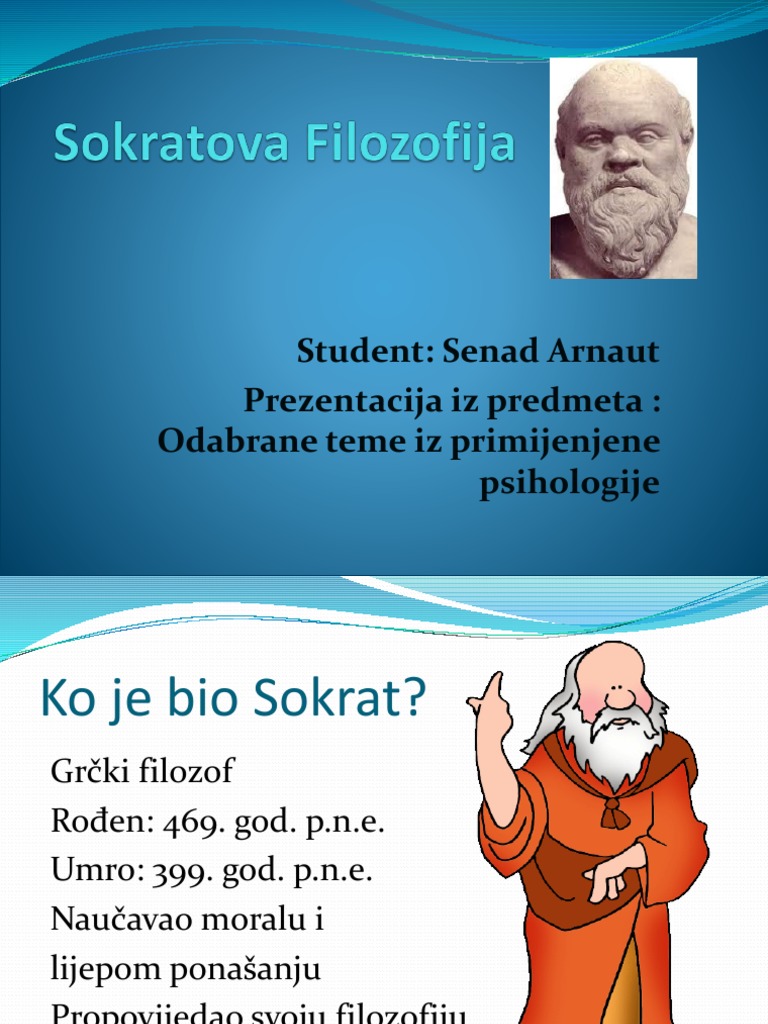 Prezentacija - Sokrat Odabrane Teme Iz Primijenjene Psihologije | PDF Prezentacija - Sokrat Odabrane Teme Iz Primijenjene Psihologije | PDF