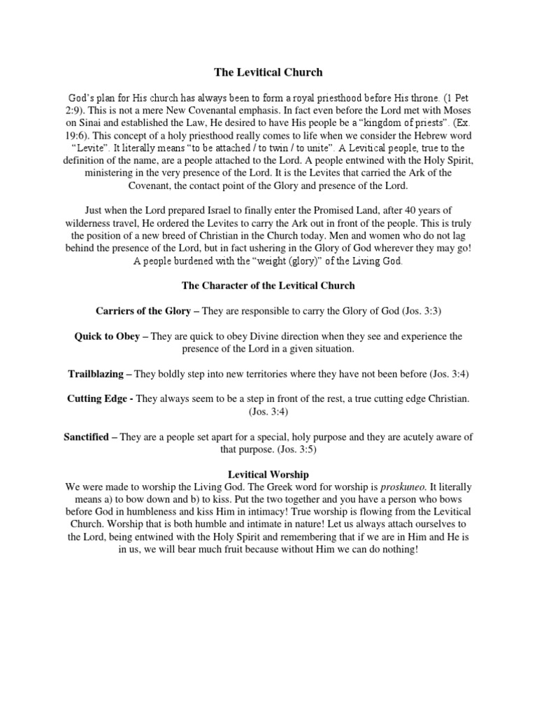 The Levitical Priesthood | PDF | Book Of Numbers | Book Of Leviticus