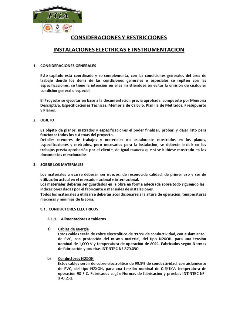Instalaciones Eléctricas: Materiales y Restricciones | PDF | Cobre | Resistividad Eléctrica y ...