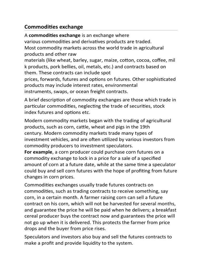 Overview of Commodity Exchanges in India | PDF | Commodity Markets ...