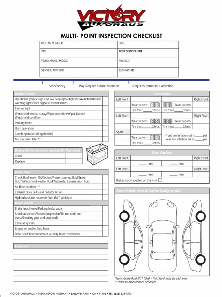 Multi - Point Inspection Checklist PDF | PDF