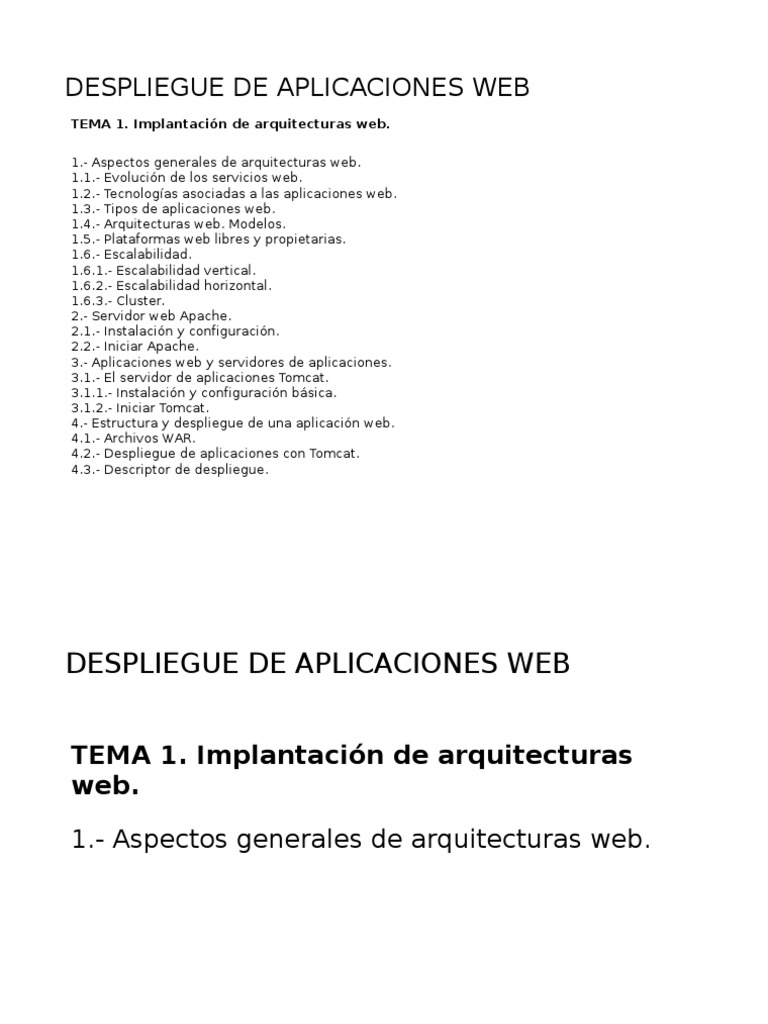 Tema 1. Implantación de Arquitecturas Web | PDF | Páginas del servidor Java | Servidor web