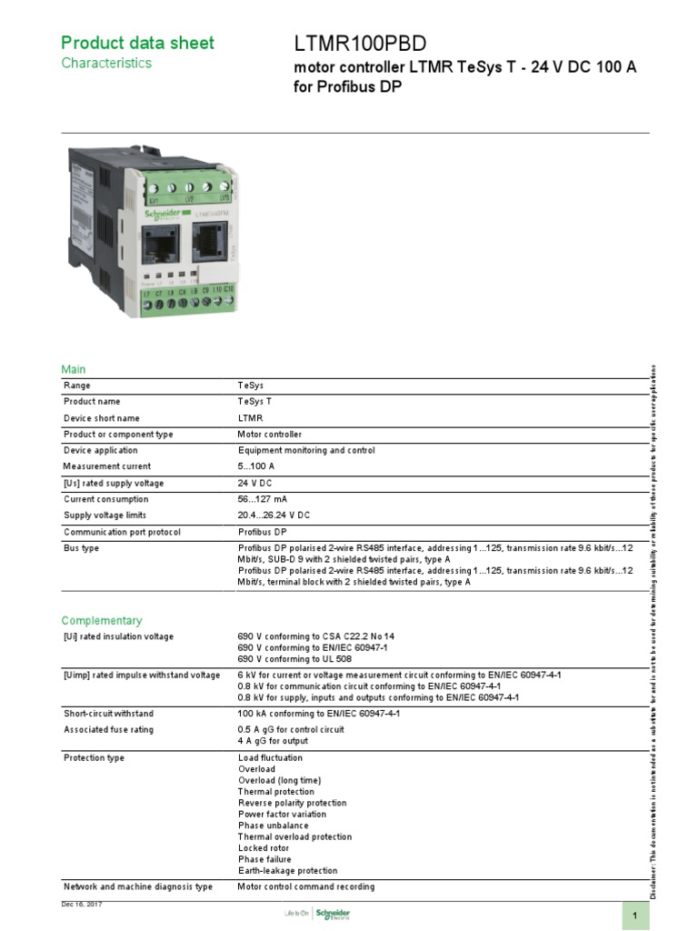 Tesys T Ltmr100pbd | PDF | Power Supply | Electrical Engineering