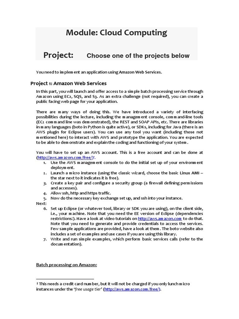 Module: Cloud Computing Project:: Choose One of The Projects Below | PDF | Amazon Web Services ...