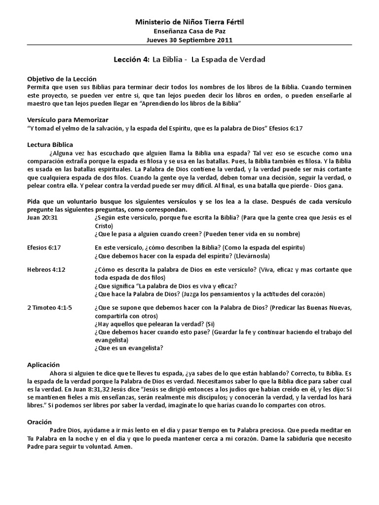 La Biblia: La Espada de Verdad para Niños | PDF | Biblia | Verdad