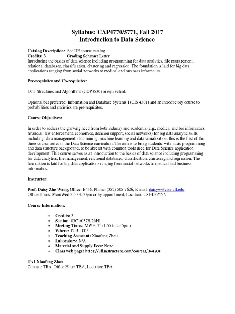 Data Science Syllabus | PDF | Data Science | Data Management