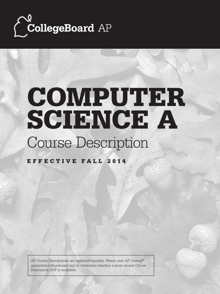 Ap Computer Science A Course Description PDF | PDF | Class (Computer ...