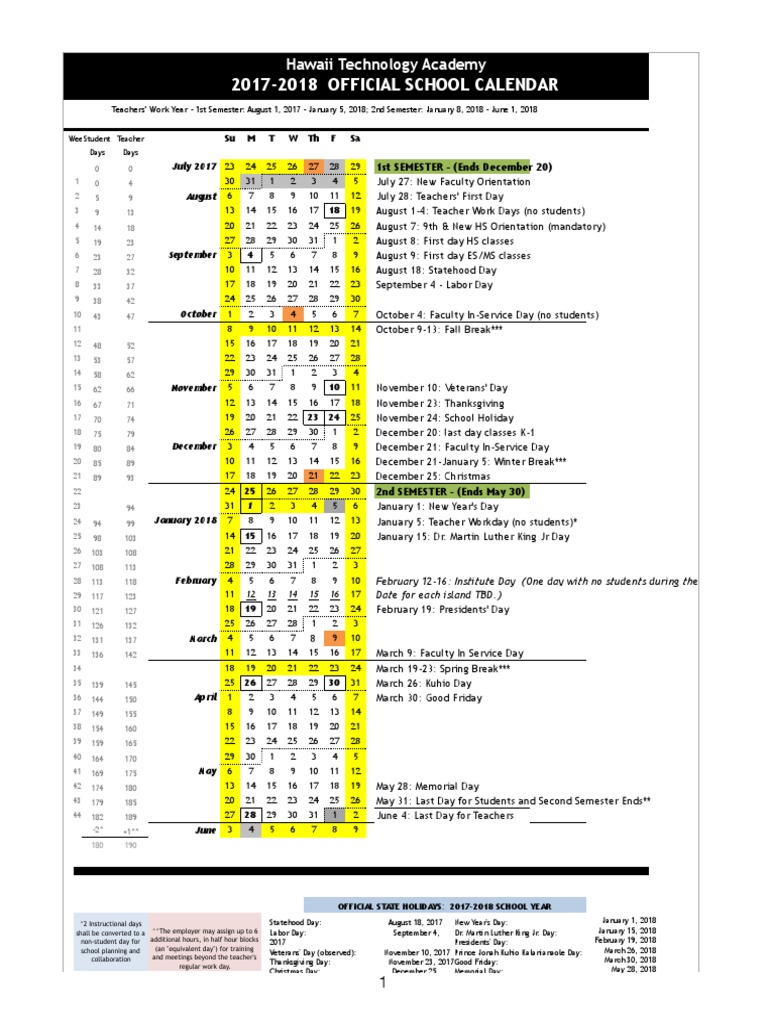 2017-2018 School Calendar | PDF | Academic Term | Traditions