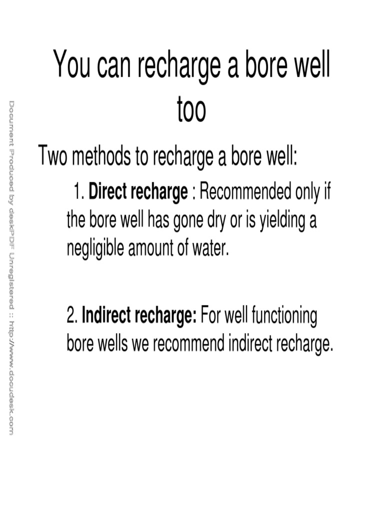 Borewell Recharge Methods Explained | PDF | Home & Garden | Technology ...