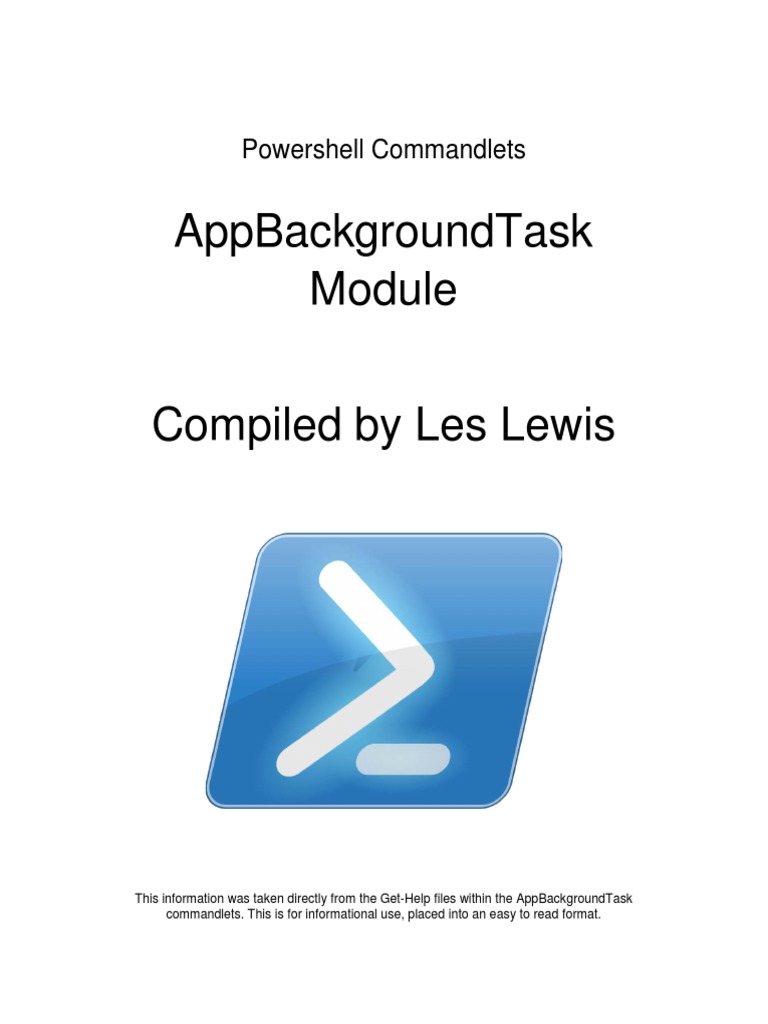 Powershell Commandlets Appbackgroundtask Module Pdf Parameter Computer Programming 