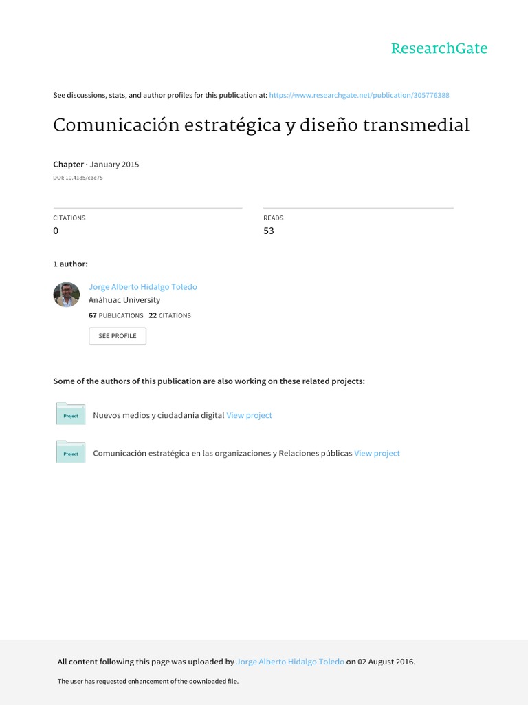 Comunicacion Estrategica y Diseno Transmedial | Comunicación | Science