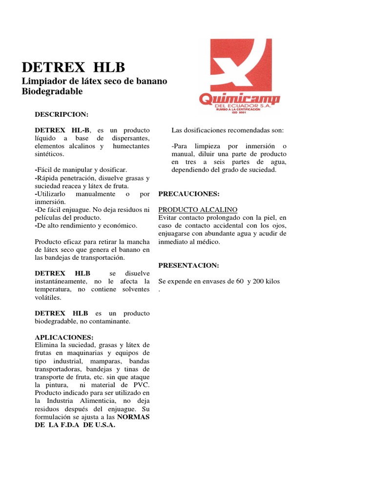 Detrex HLB | PDF | Agua | Sustancias químicas