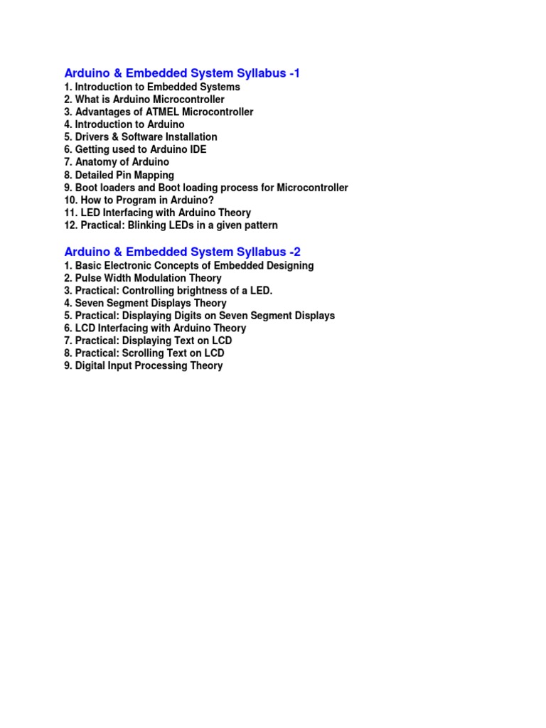 Syllabus | PDF | Arduino | Embedded System