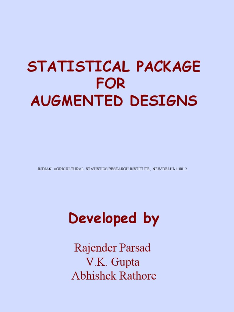 SPAD: Statistical Package for Augmented Designs | PDF | Statistics ...
