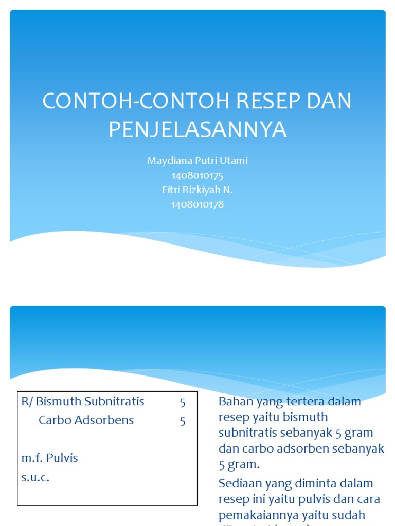 Contoh Resep Obat dan Penjelasannya | PDF | Memasak, Makanan, & Anggur ...