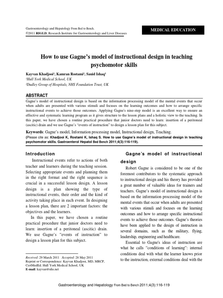 How To Use Gagne's Model of Instructional Design in Teaching ...