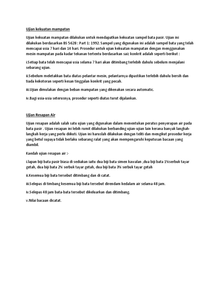 Ujian Kekuatan Mampatan | PDF