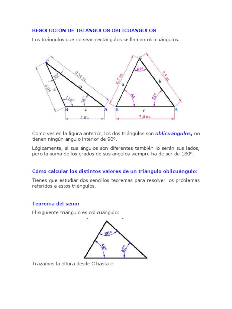 Resolución de Triángulos Oblicuángulos | Triángulo | Geometría del triángulo