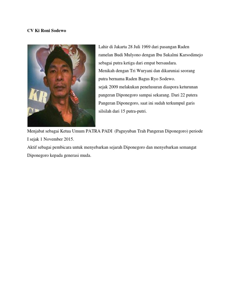 CV Ki Roni Sodewo | PDF