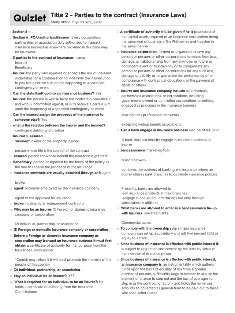 Title 2 - Parties To The Contract (Insurance Laws) | PDF | Mortgage Law ...